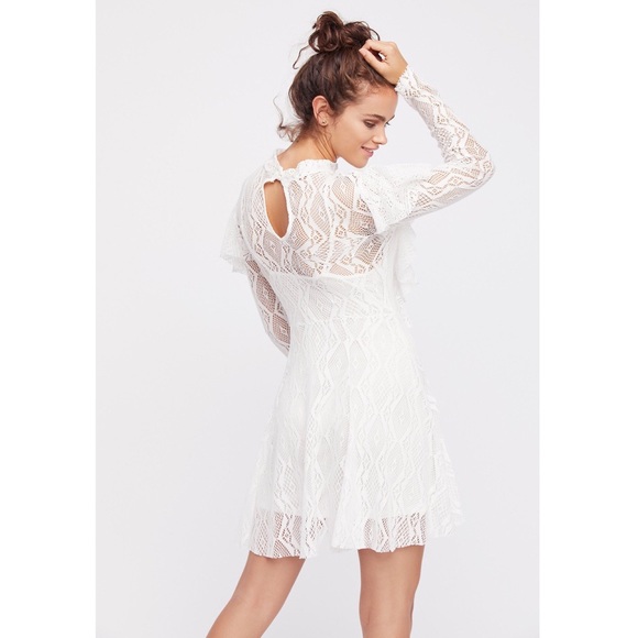 Free People | Dresses | Free People White Lace Ruffle Dress | Poshmark